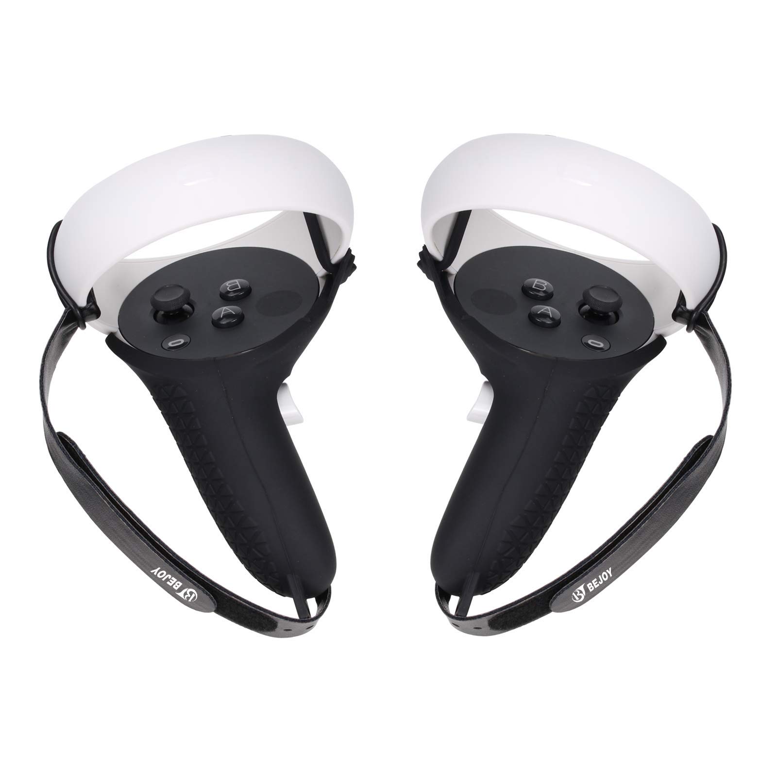 BEJOY Oculus Quest 2 Touch Controller Grip Cover with Knuckle Strap, Touch Controller Grip Protective Sleeve, Adjustable Knuckle Strap, Sweat-Proof, Non-Slip, Black