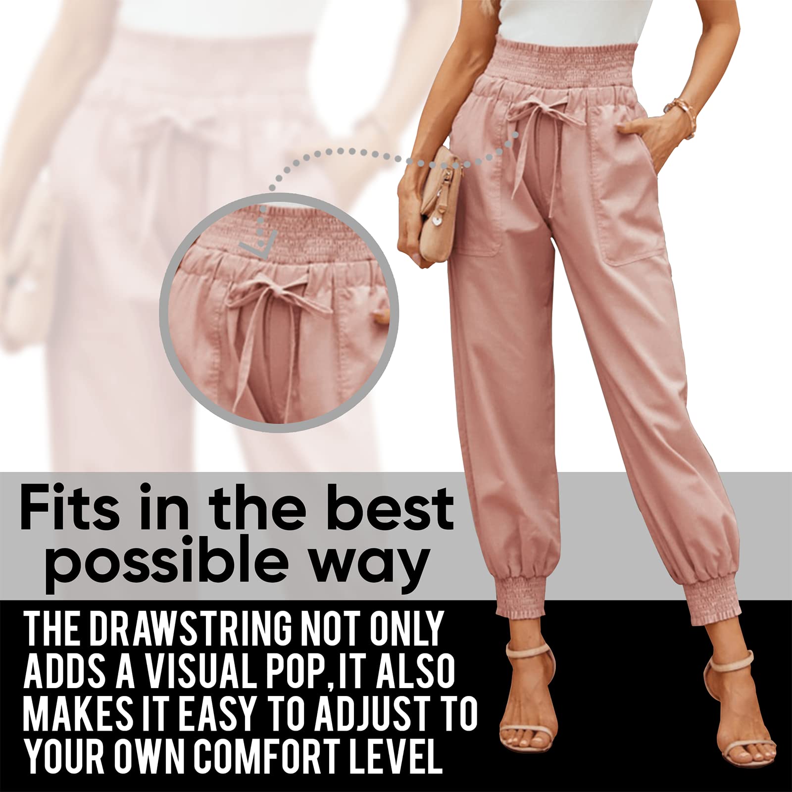 B XTRA BOUTIQUE Modern Trendy Fashion Joggers for Women Pink Medium Stylish Classic Style Comfortable 65% Cotton 35% Spandex