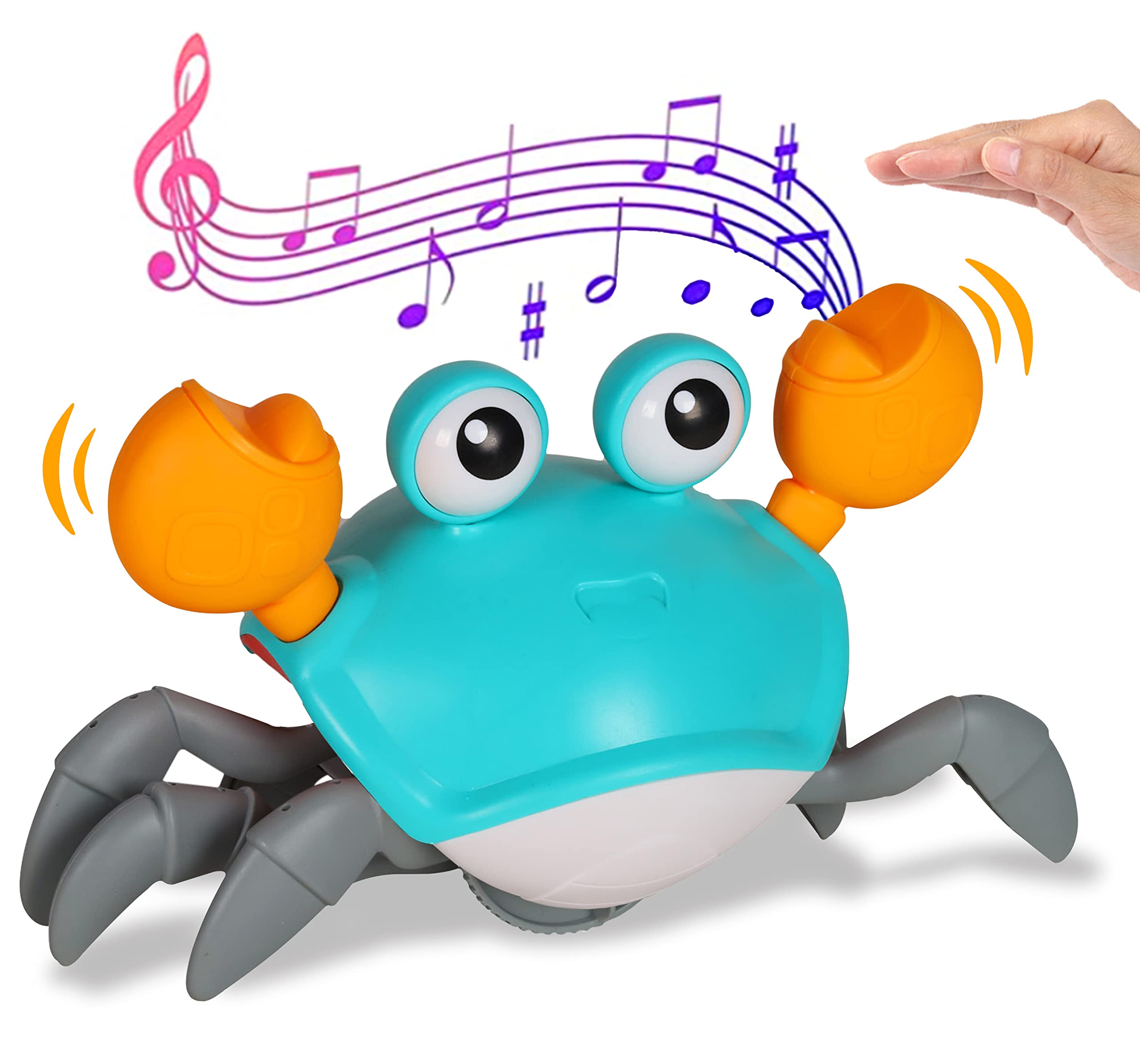scientree Crawling Crab Baby Toy with Light Up and Music , Toddler Interactive Toys with Sensor Obstacle Avoidance Function,USB Rechargeable, Fun Moving Toy for Babies, Toddlers and Kids
