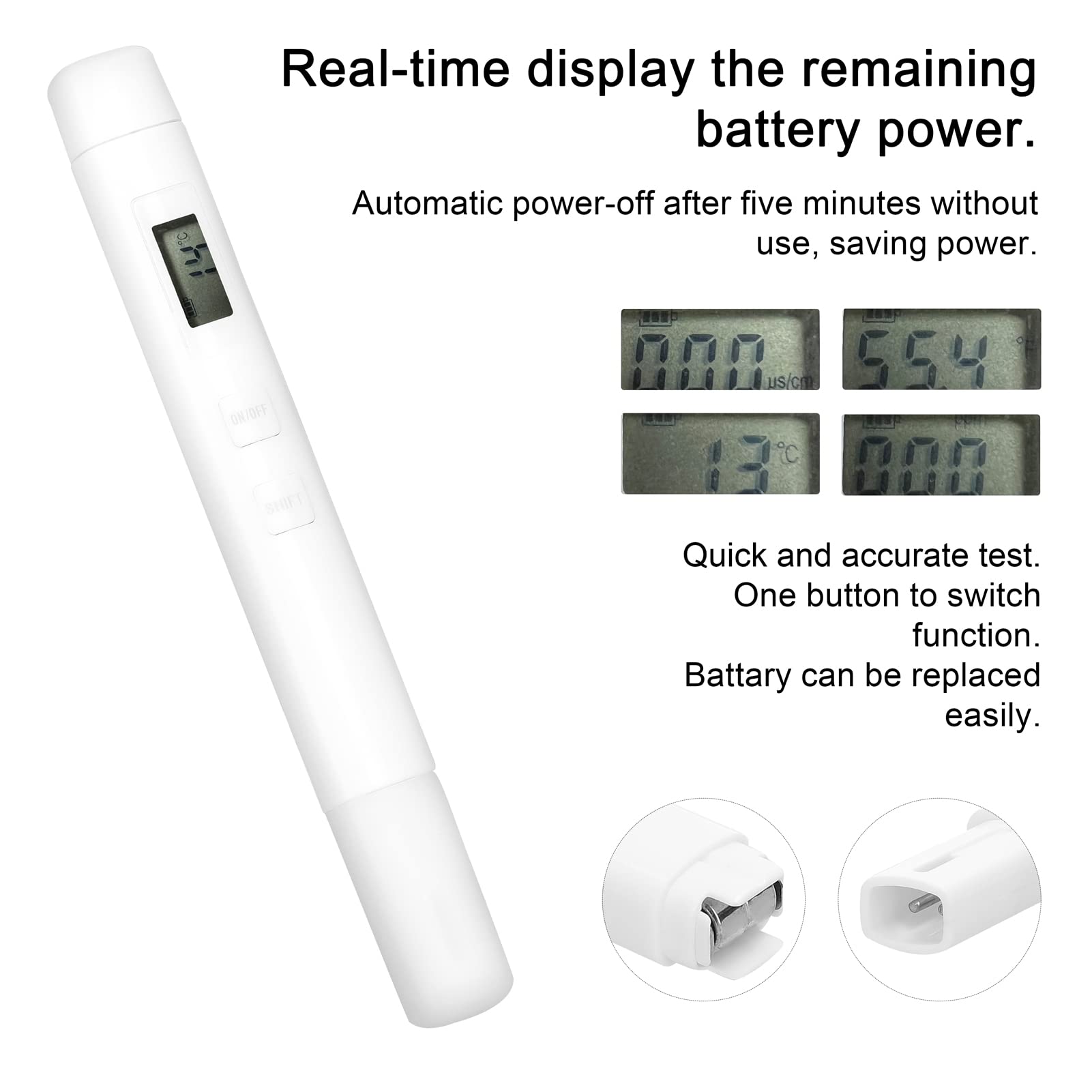 BUZHI Water Quality Test Pen, Multifunctional Digital 3 in 1 Water Quality Tester Portable High Accurancy Water Quality Test Pen Water Quality Measurement Tool Water TDS/EC/Temperature Measuring