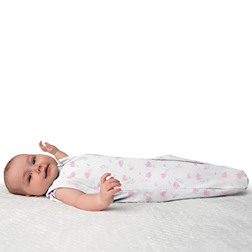 SwaddleMe Arms Free Convertible Pod β Size Large, 3-6 Months, 2-Pack (Tumbling Tulips) Zip-up Baby Swaddle Helps Transition to Arms Out Sleep for Safe Rolling and Self-Soothing