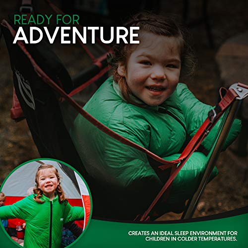 Big Mo 20 Kids Sleeping Bag (Ages 2-4), Moss Green, The Lightest, Warmest Down Camping Sleeping Bag for Kids Age 2-4 Years Old. 100% RDS-Certified Down for Max Warmth and Minimal Weight.