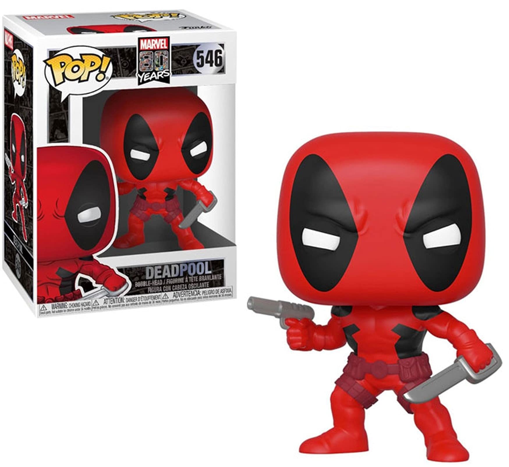 POP Marvel: First Appearance - Deadpool Funko Pop! Vinyl Figure (Bundled with Compatible Pop Box Protector Case), Multicolor, 3.75 inches
