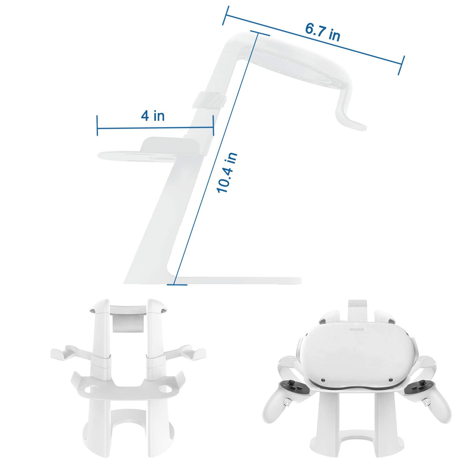 BEJOY VR Stand with Controller Holder, VR Headset Display Stand and Controller Mount Station for Oculus Quest 2, Oculus Rift S, Oculus Quest, Oculus Rift (White)