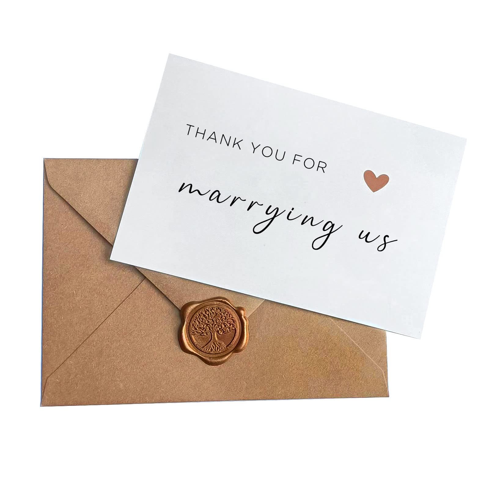 Joyfulmap Wedding Card to Officiant, Wedding Card with Kraft envelope and wax seal, Thank You for Marrying Us, Thank You Card for Priest, Minister, Judge, Pastor
