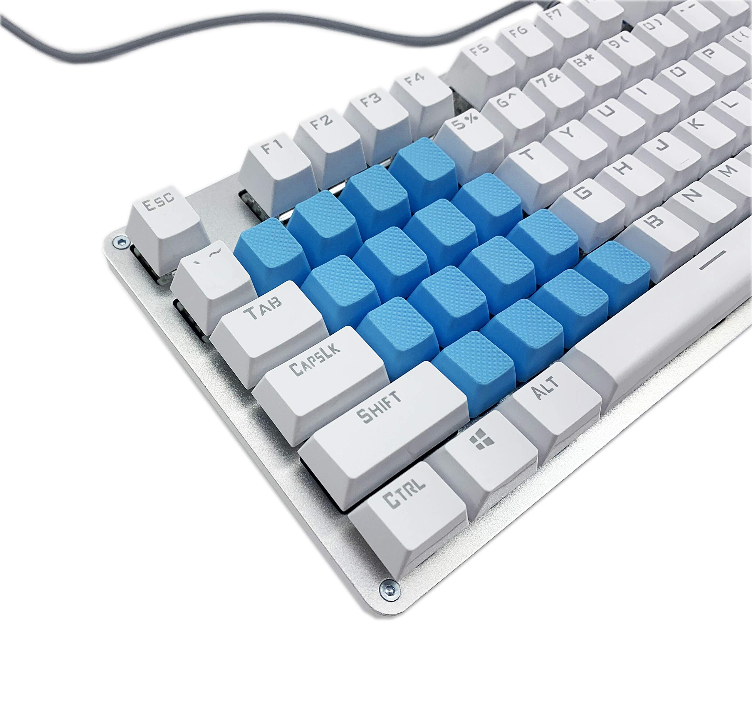 Big Chic Blank TPR Rubber Gaming Keycaps 4 Keys Set 1u for Cherry MX Mechanical Keyboards Compatible OEM (R3, Neon Blue)