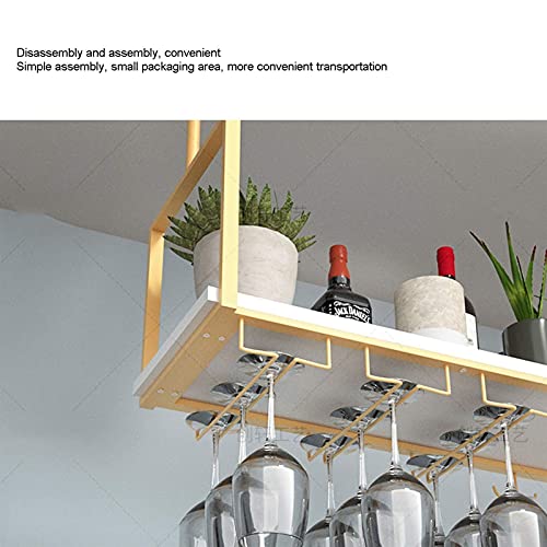 Ceiling Shelf Wine Glass Holder,Iron Hanging Wine Glass Rack Ceiling Decoration Shelf,for Bars/Restaurants/Kitchens (Black 100 * 30 * 60cm)