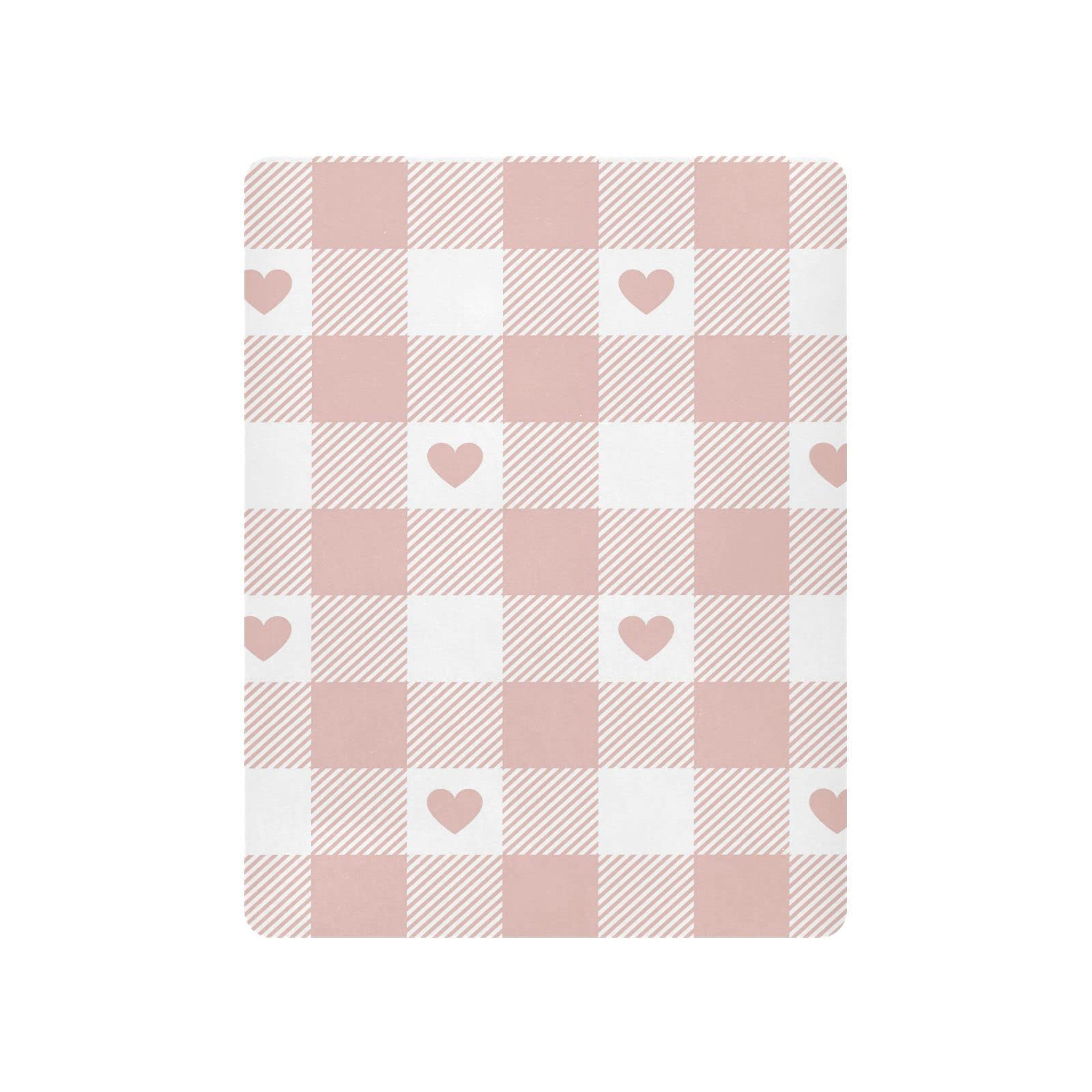 Custom Valentine's Day Plaid Baby Crib Sheets Soft Toddler Bed Sheets Breathable Mattress Cover Playard Sheet for Toddler Boys Nursery Bed Mattress, 52 * 28 * 9in