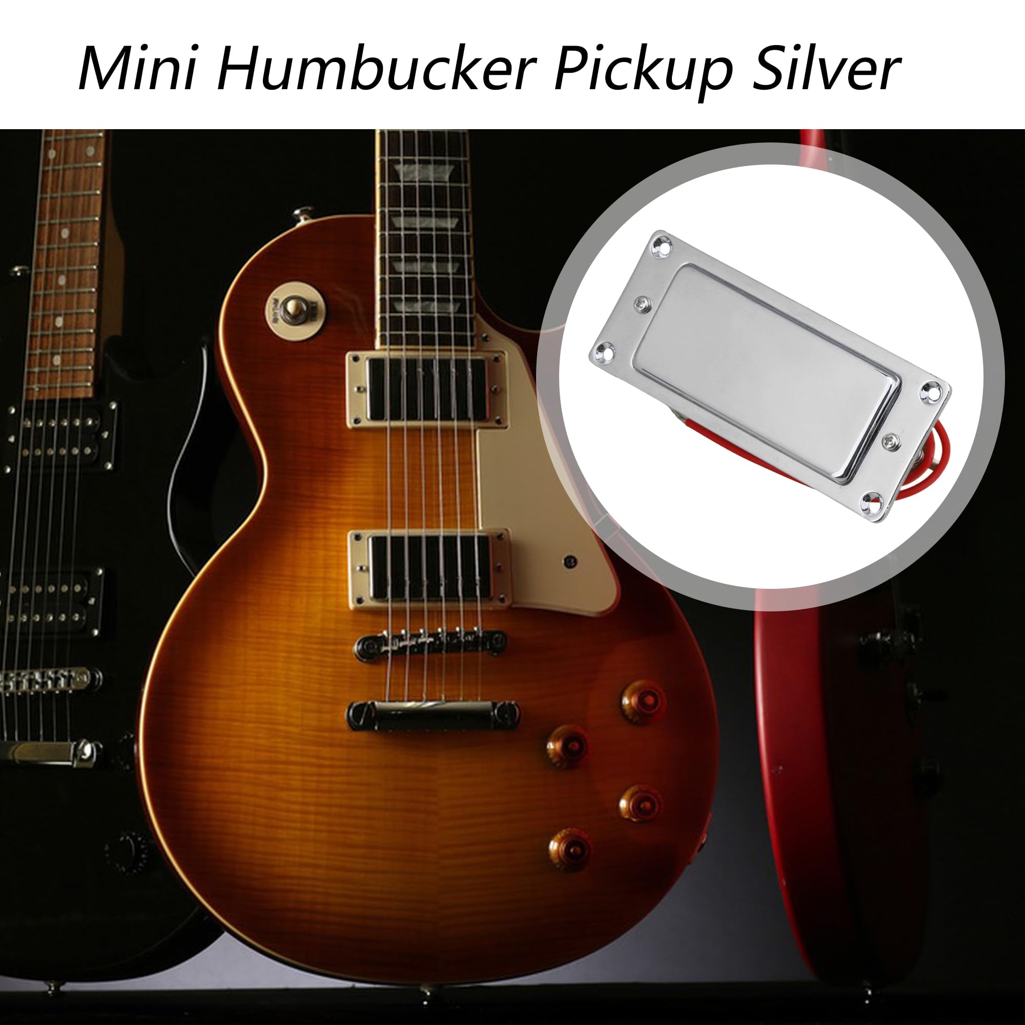 Lovermusic 92x37mm Silver Mini Double Coil Humbucker Electric Guitar Pickup Closed Guitar Accessories