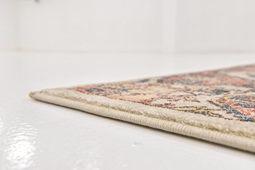 Unique Loom Oslo Collection Distressed Botanical Medallion Beige Runner Rug (3' x 13')