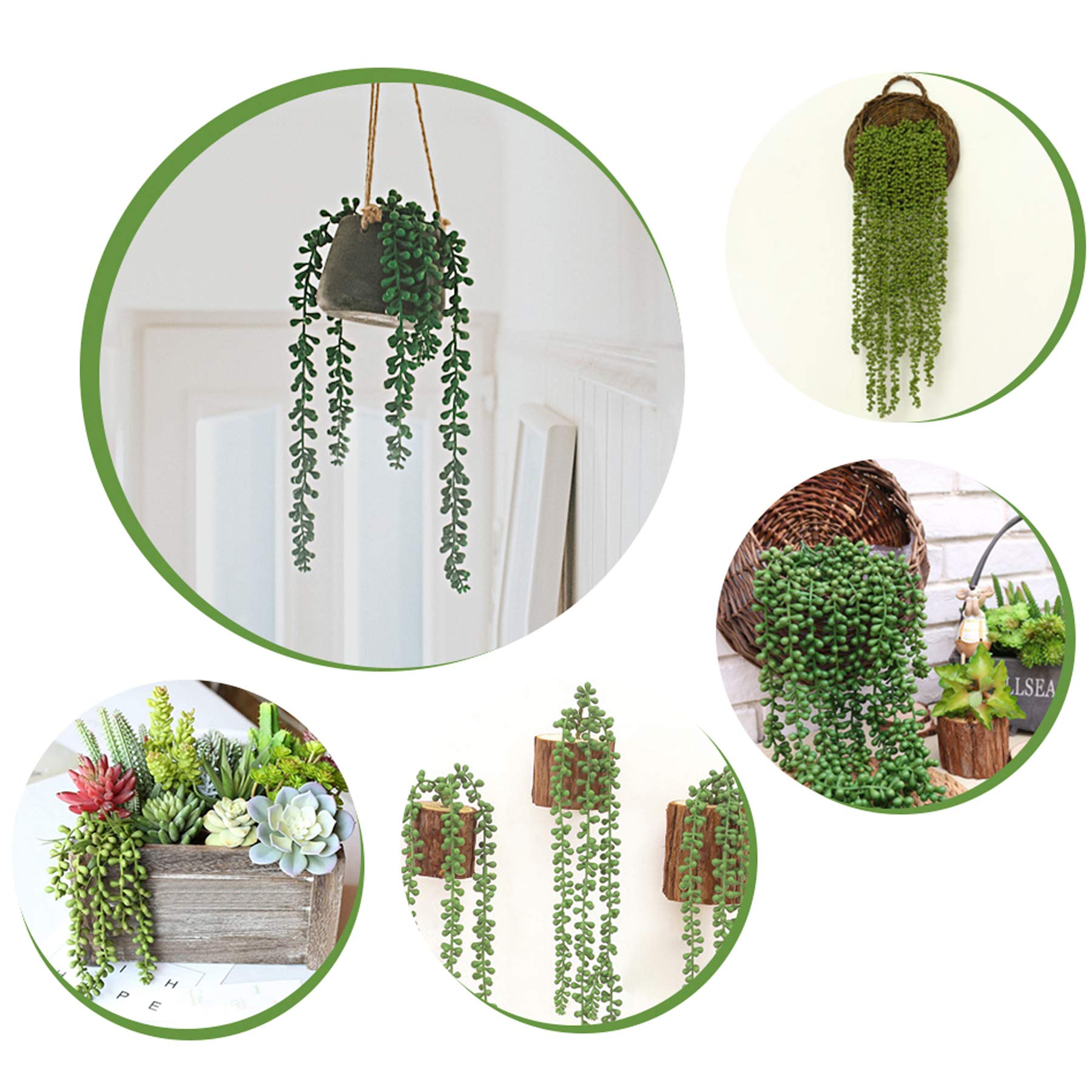 HUIANER Artificial Succulent Plants, 13.4" and 28.7" Fake Hanging String of Pearls Simulation Greenery Plants for Wall Home Kitchen Office Garden Wedding Decor, Pack of 2