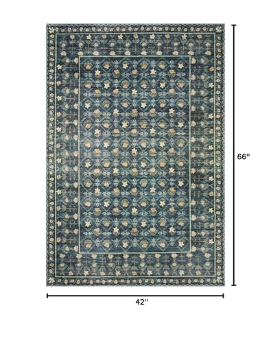 Loloi Rifle Paper Co. x Eden Collection EDE-03 Lattice Indigo 3'-6" x 5'-6" Accent Rug