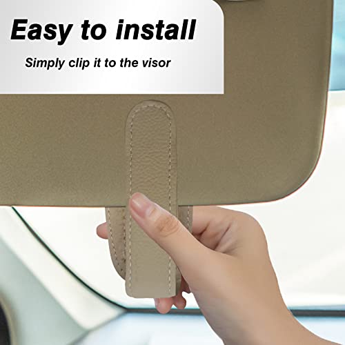 GOOTHX Sunglass Holder for Car, Sunglass Visor Clip, Car Interior Accessories,Universal Leather Sunglass Clip and Ticket Card Clip for Car