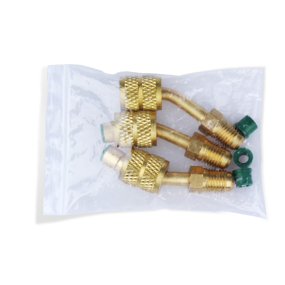 LBG Products R410a Adapter with Thimble for Air Conditioner Ductless Mini Split HVAC System, 5/16 '' Female SAE Quick Couplers x 1/4'' Male Flare(3 Pcs)