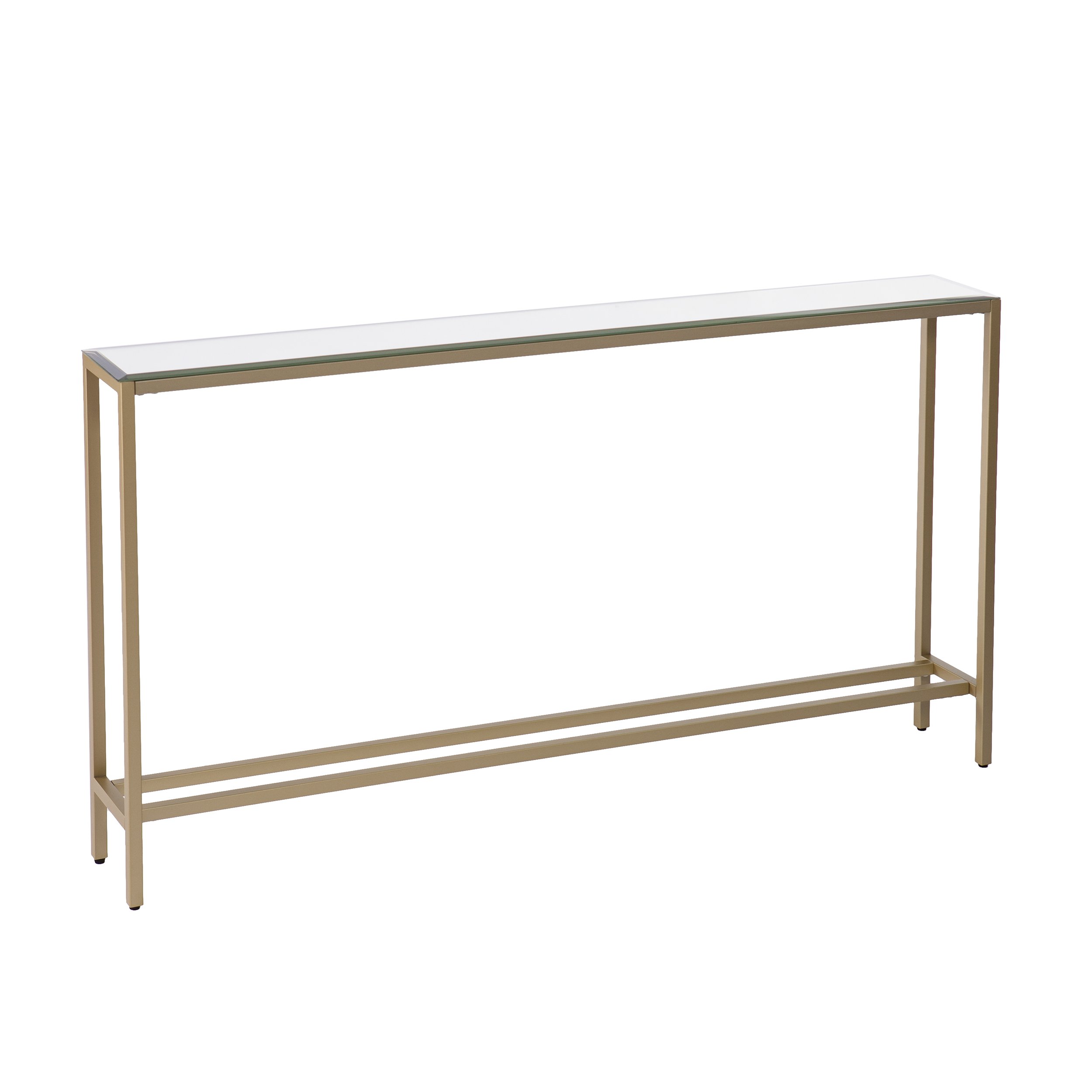 Furniture HotSpot Metal Skinny Console Table - Slim Profile w/Mirror Top (56x30)