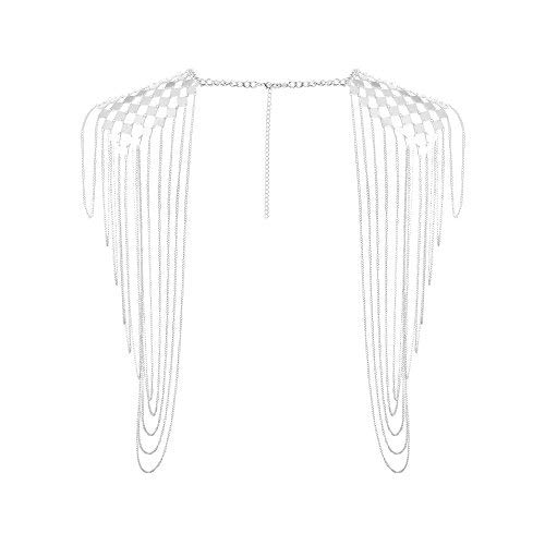 Beauty7 Harness Bikini Body Link Epaulet Shoulder Chain Necklace Collar Dangling Tassel Silver Tone