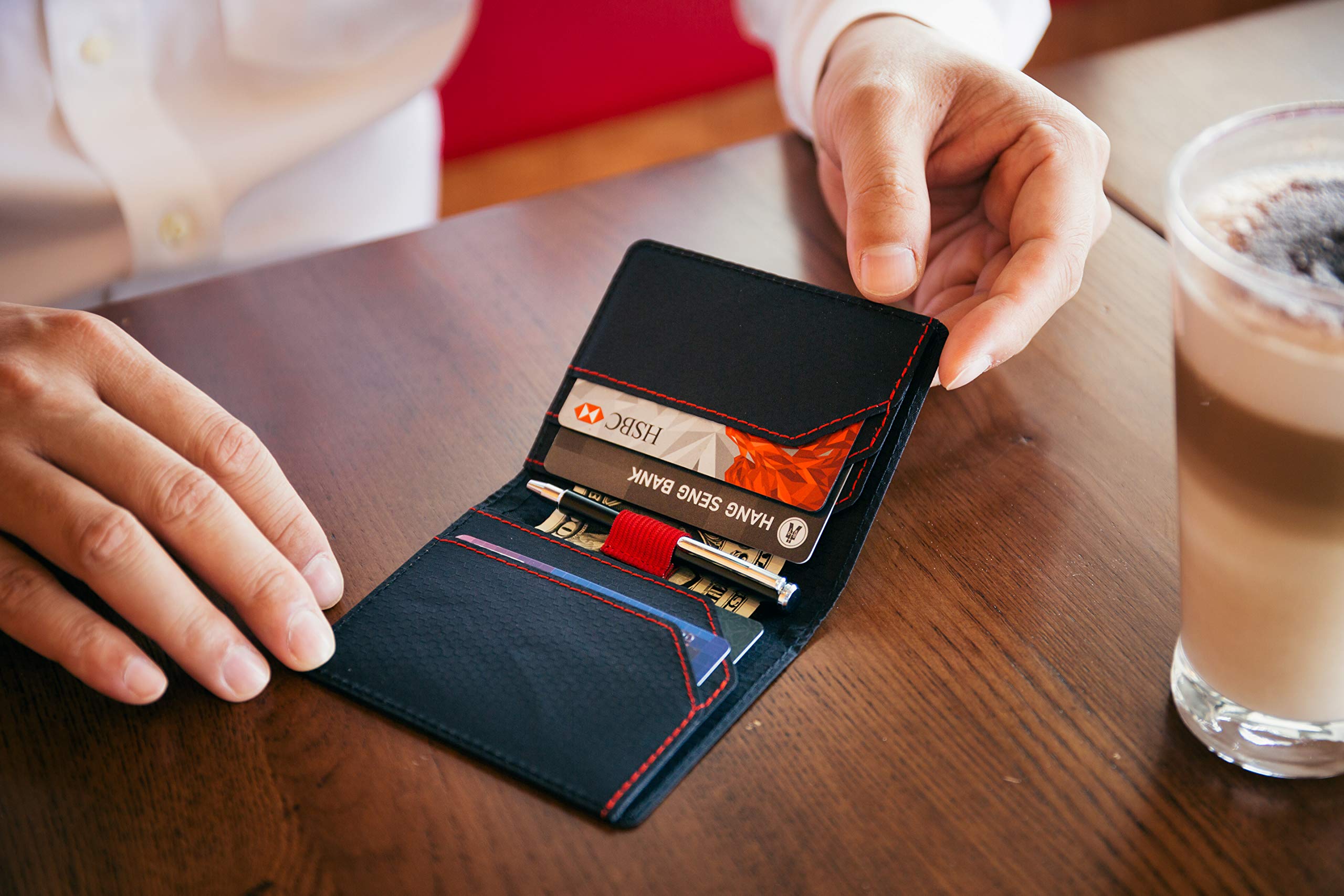 LC Prime Minimal Slim Pen Wallet l A Thinnest PenWallet For Daily Use (Pen is Not Included) (Blue mix Black (Pen is NOT Included))