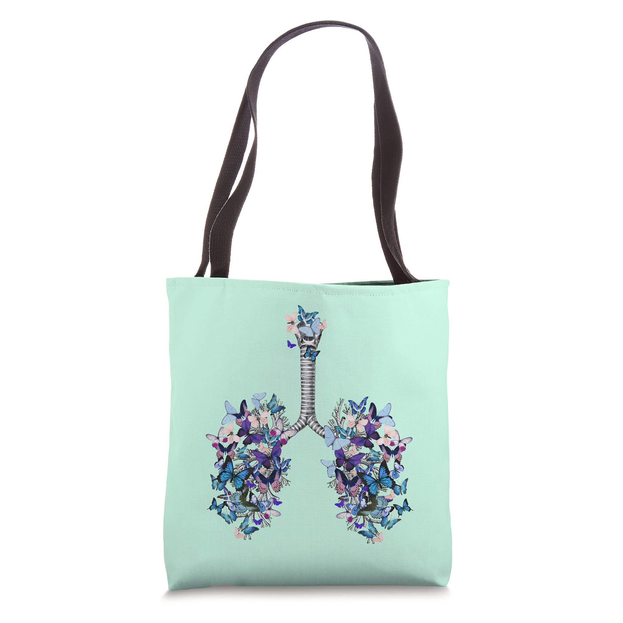 Human Lungs Floral Anatomy art with butterflies Tote Bag