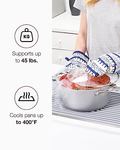 Large Dish Drying Rack for Kitchen Sink - Over Sink Dish Drying Rack to Dry Dishes & Drain Items - Modern & Stylish Dish Rack Set with Extra Side Tray - Space-Saving Roll-Up Counter Drainboard - Grey