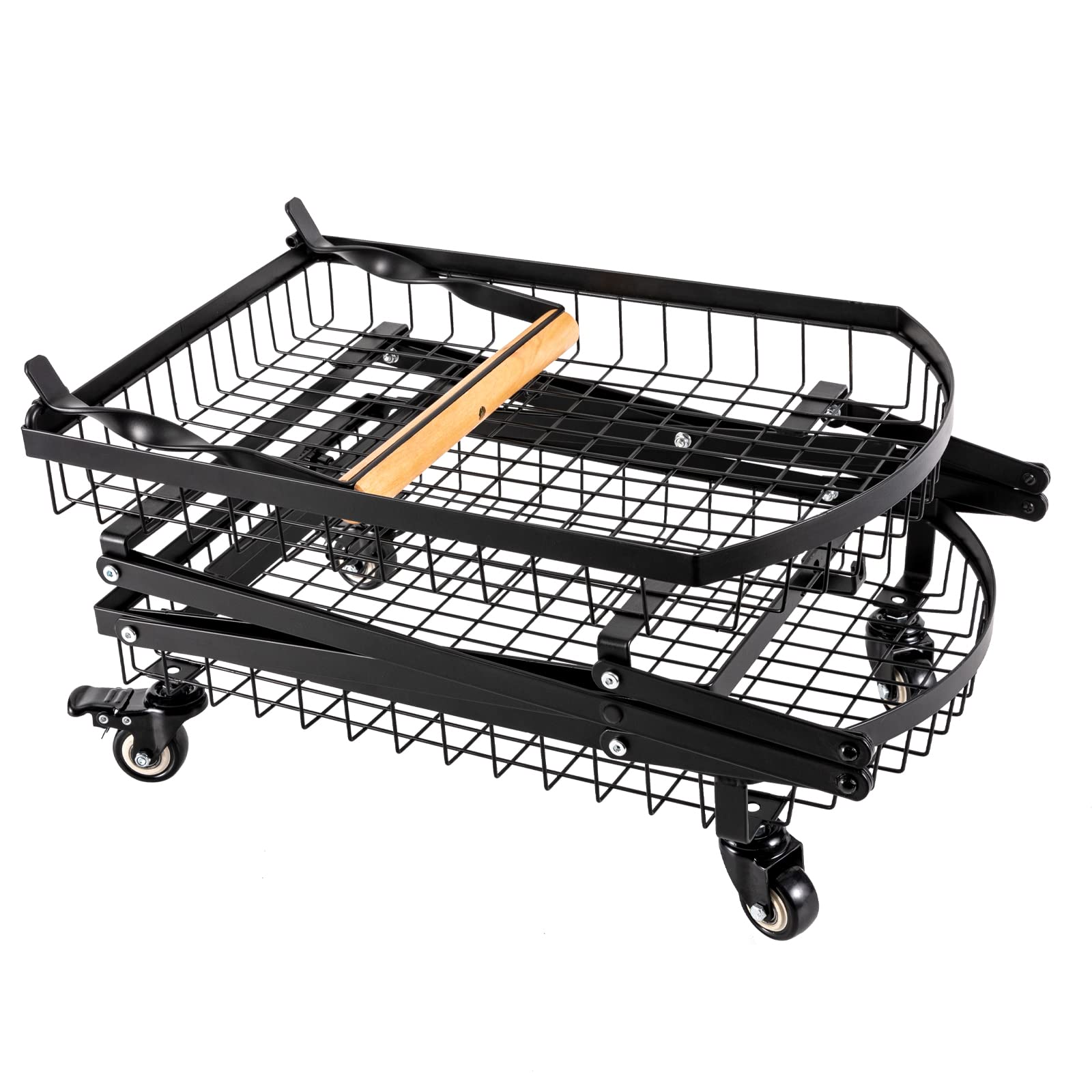 CheriMuMu Mobile Folding Shopping Trolley, Multi Use Functional Collapsible Luggage Carts Portable Rolling Hand Truck with Wheel for Car Trunk, Book Delivery Transporting (88 lbs) Black