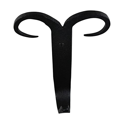 Renovators Supply Bathroom Hooks 5.5 in. Black Wrought Iron Wall Mount Hooks for Hanging Robe, Towel, Hat, or Jewellery with Mounting Hardware