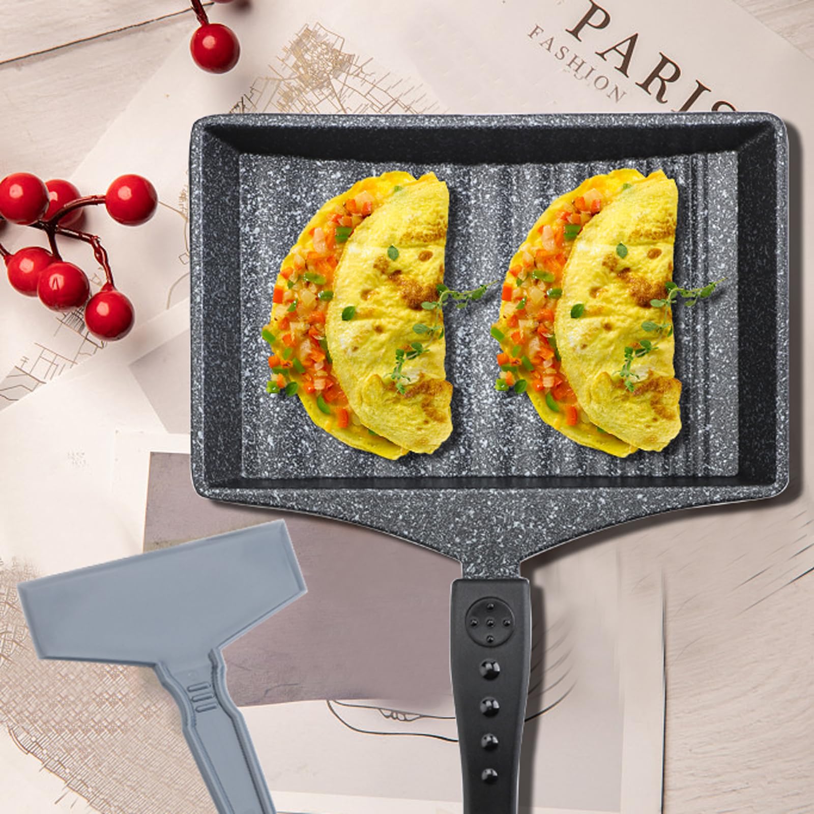 MOSYONE Tamagoyaki Pan, Japanese Omelette Pan, Square Non-Stick Egg Pan, Japanese Cookware for Omelette, Black