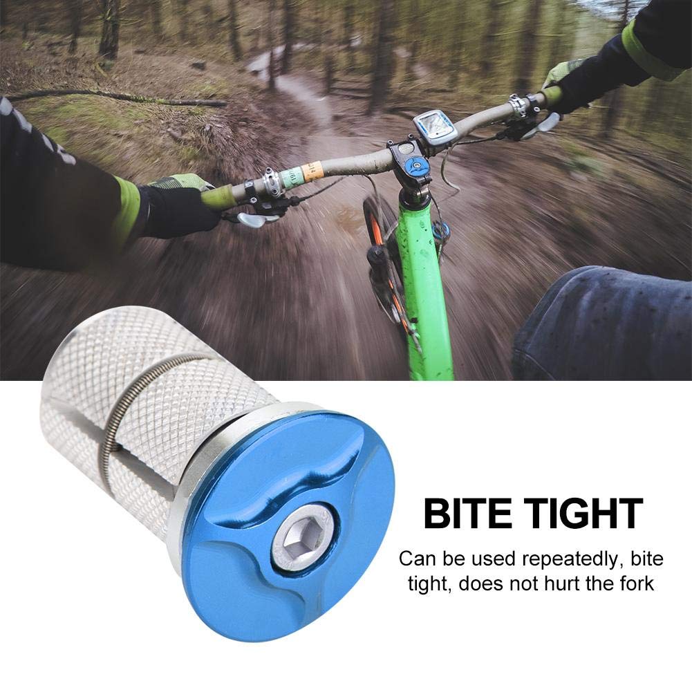 Bike Stem, Durable Aluminum Alloy Headset Top Lightweight Headset Expander Se Bike Headset Expander 1/1.25inch (Blue)