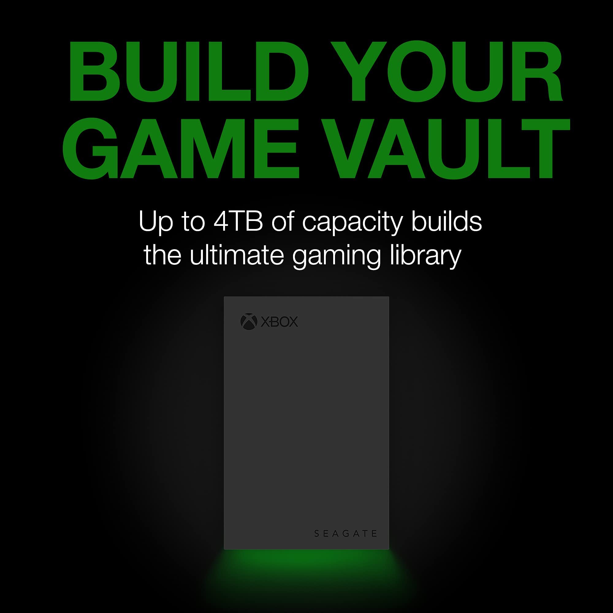 Seagate Game Drive for Xbox 4TB External Hard Drive Portable HDD - USB 3.2 Gen 1, Black with built-in green LED bar , Xbox Certified, 3 year Rescue Services (STKX4000402) (Renewed)