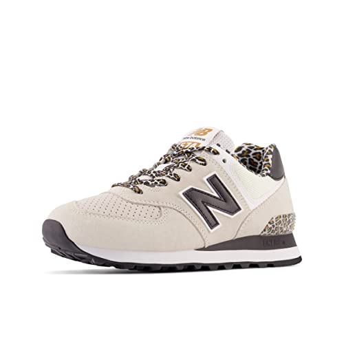 New Balance Women's 574 V2 Animal Print Sneaker, White/Black, 5.5