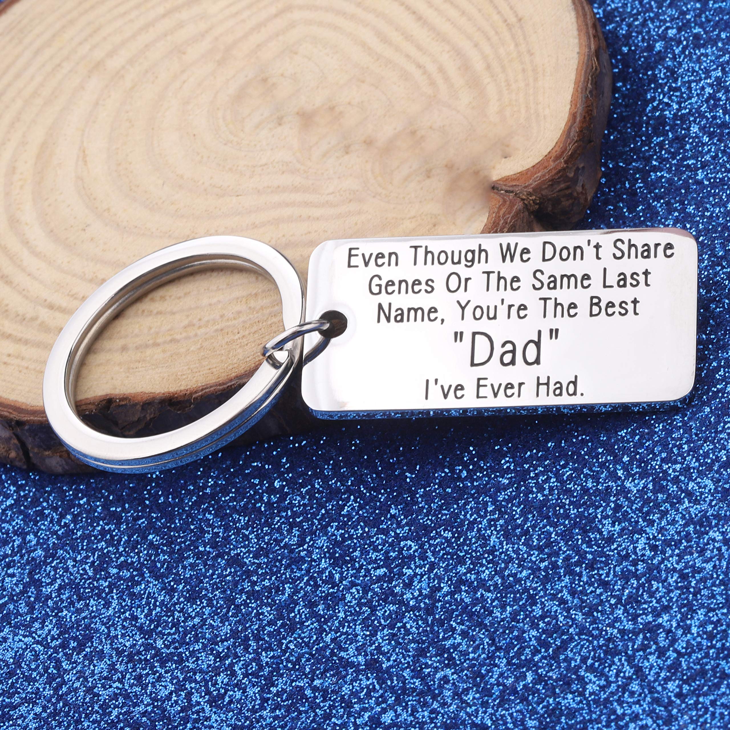 BEKECH Stepdad Gifts Step Dad Keychain from Stepdaughter Stepson Step Father Key Chain Idea Dad Birthday Gift Father-in-Law Gifts