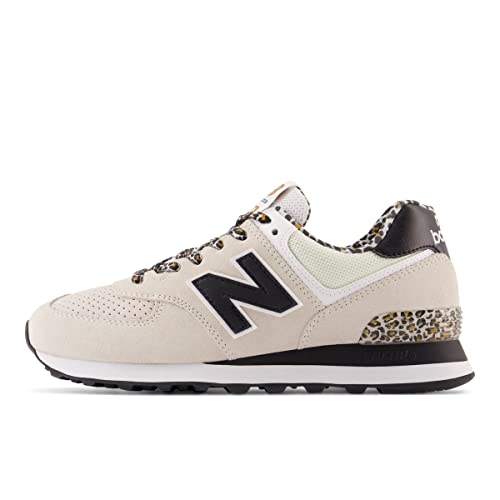 New Balance Women's 574 V2 Animal Print Sneaker, White/Black, 11