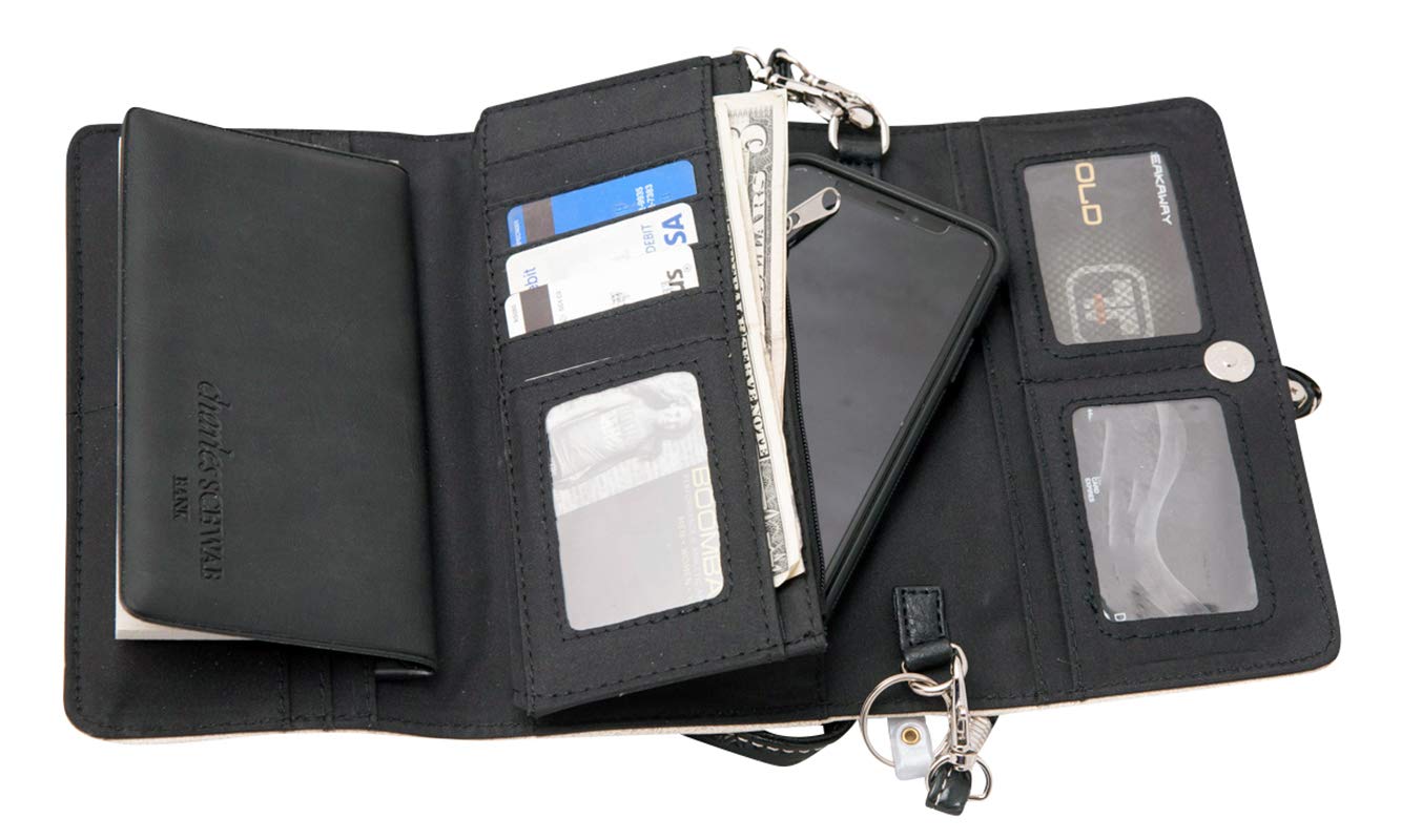 HW Collection Large Elephant Purse Women Embroidered Western Handbag and Wallet Set (Black)