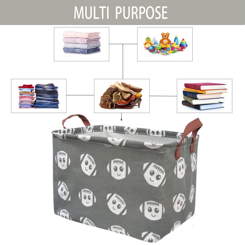 BOOHIT Rectangular Storage Basket,Nursery Hamper Canvas Fabric Toy Storage Organizer Bin,Waterproof Storage Box,Laundry Basket for Kid Rooms,Playroom,Shelves,Toy Basket,Gift Basket (Basketball)