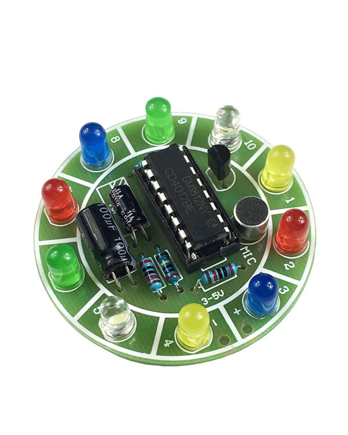 Cermant CD4017 LED Lights Rotating Colorful with Voice Control Electronic Manufacturing DIY Kit for Spare Parts Student Laboratory Attached with English Instructions