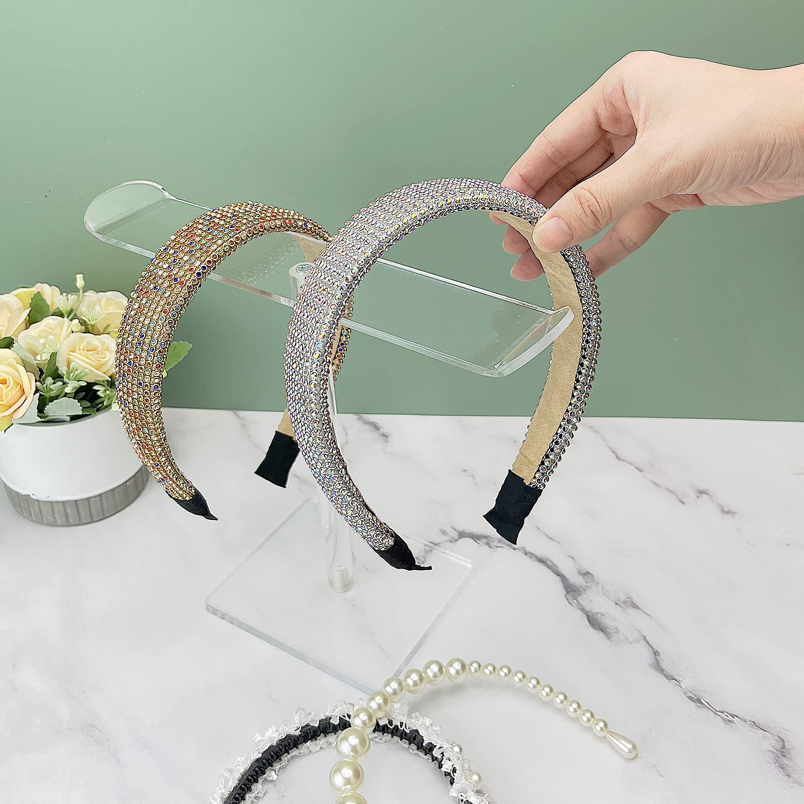 Bigfety Acrylic Headband Holder, Hair Accessories Organizer Clear Stand for Girls