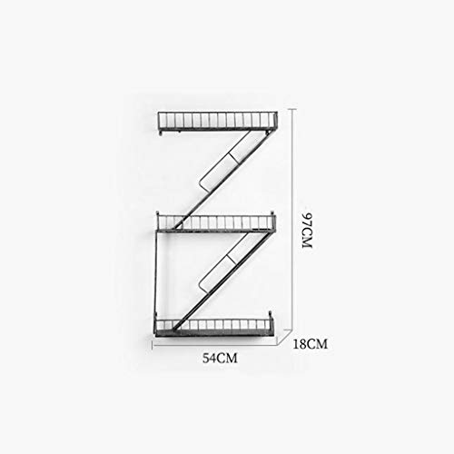 JYXCOSHELF Home Shelves, Wall-Mounted Shelving Units Loft Retro Industrial Wind Staircase Wrought Iron Rack Bar Cafe Restaurant Decoration Storage Shelf,Storage Racks