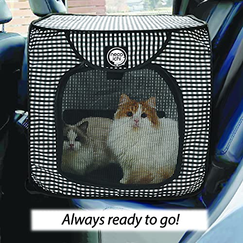 Necoichi Portable Stress Free Cage Carrier and Litter Box, Indoor & Outdoor, Travel (Black, Cage/Kennel+Litter Box)