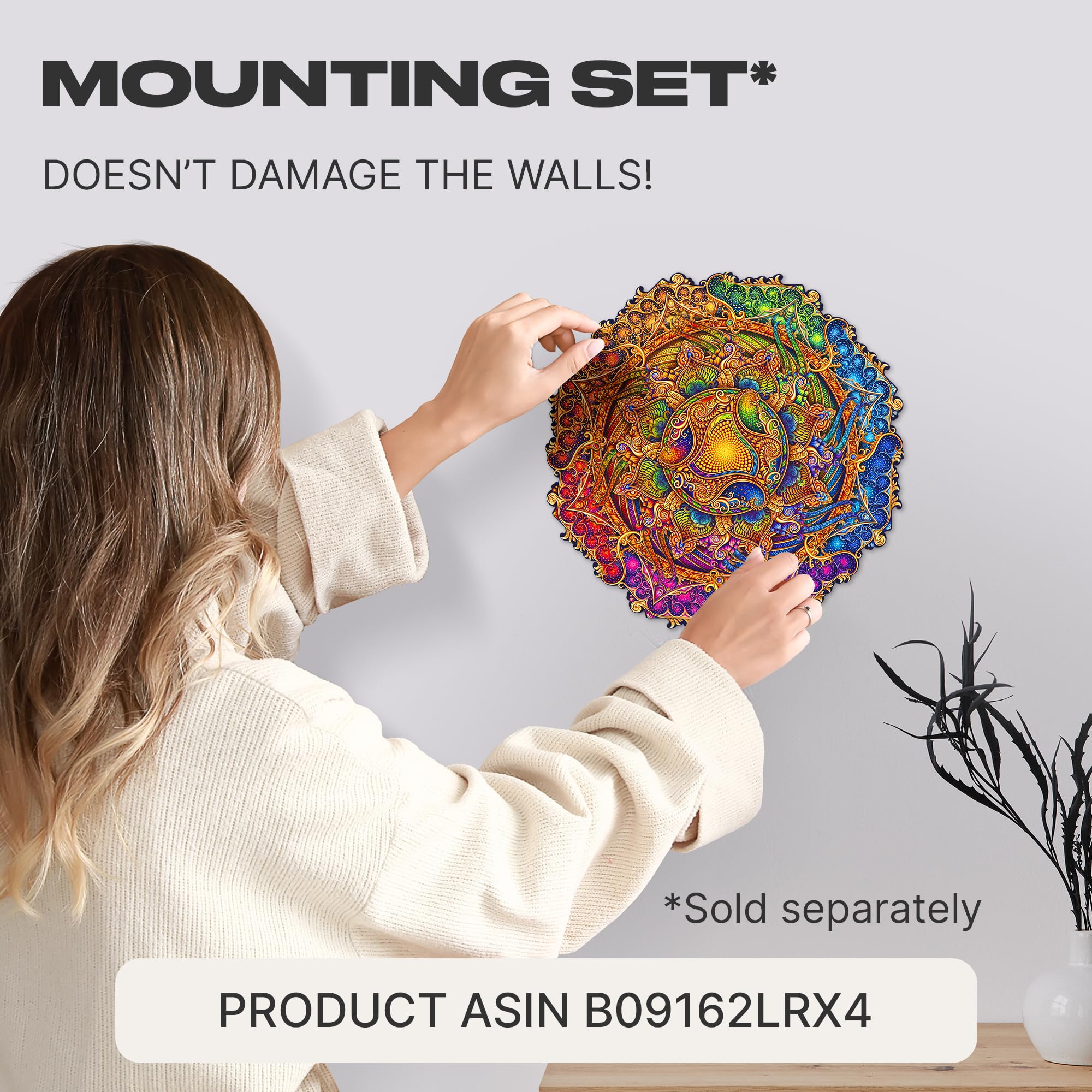 UNIDRAGON Original Wooden Jigsaw Puzzles - Mandala Inexhaustible Abundance, 200 pcs, Medium 9.8"x9.8", Beautiful Gift Package, Unique Shape Best Gift for Adults and Kids