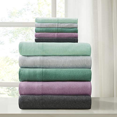 Urban Habitat Heathered Queen Bed Sheets, Casual 100% Cotton Bed Sheet, Light Grey Bed Sheet Set 4-Piece Include Flat Sheet, Fitted Sheet & 2 Pillowcases, (UH20-2063)
