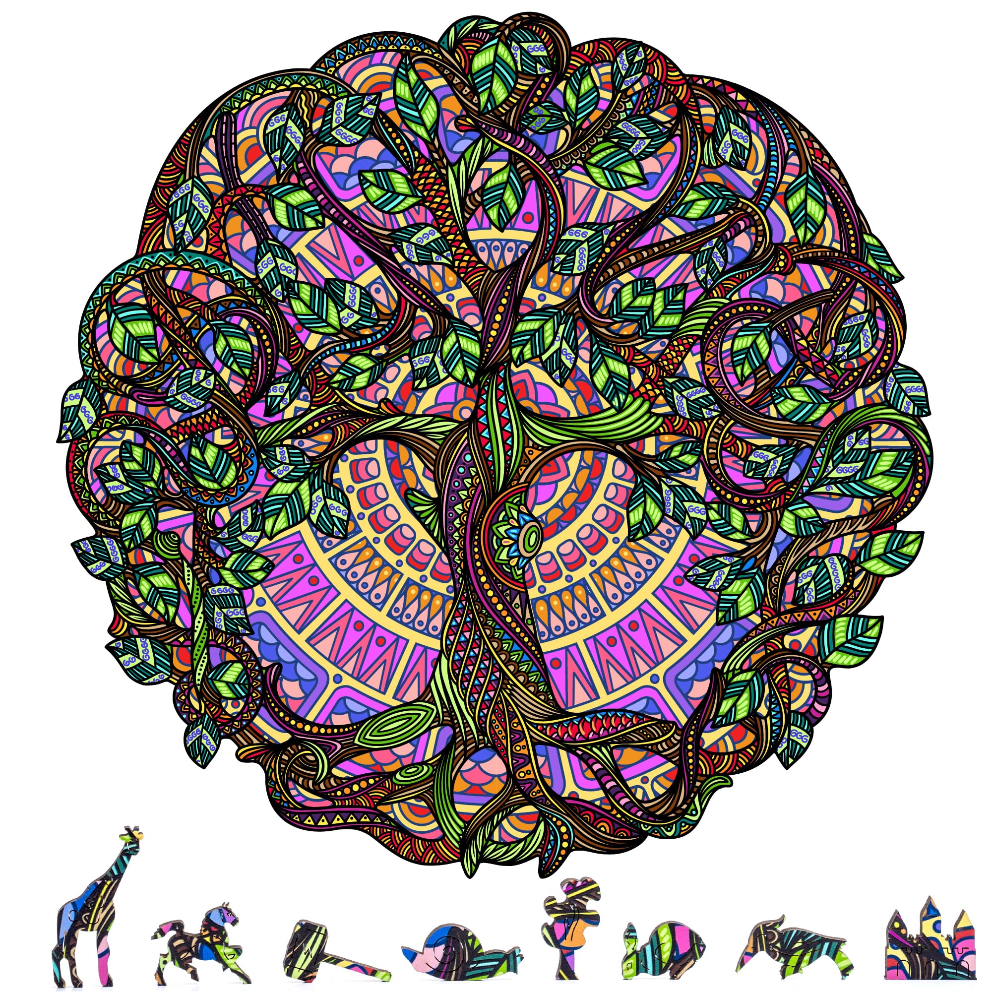 ZenChalet - Tree of Life Jigsaw Puzzles for Adults 200 Piece - Wooden Jigsaw Puzzle for Aduls, Perfect as Tree of Life Puzzle Gifts, Uniquely Shaped Pieces - Mind Puzzle for Adults