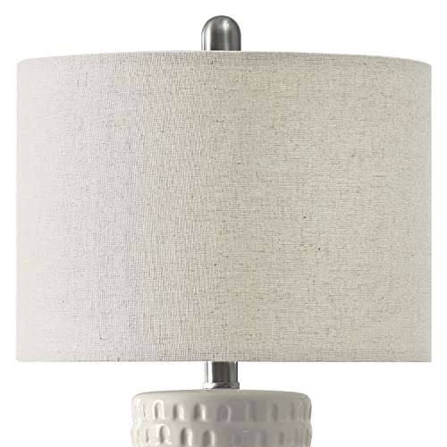 PORTRES 24.5" Modern Accent Ceramic Table Lamp Set of 2 for Bedroom White Desk Decor Bedside Lamps for Living Room Study Room Office Dorm Farmhouse Nightstand Lamp End Table Lamps