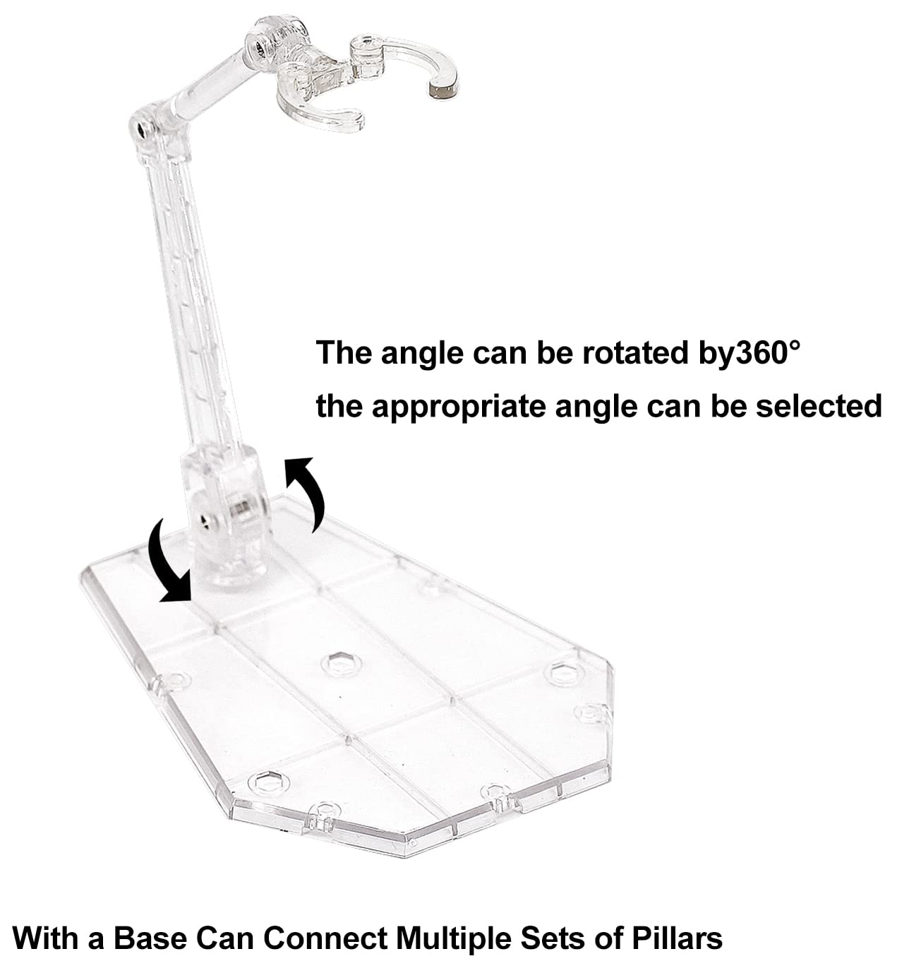 Yocoolfun 3 Pcs Action Figure Stand,Assembly Display Holder Base Doll Model Support Stand Compatible with HG RG SD SHF Gundam 1/144 Toy Clear