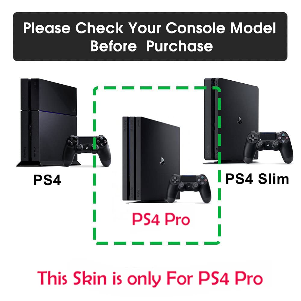 FYPRO Ps4 Pro Skin Sticker The Skull for Sony Playstation 4 Pro Console Protection Film and 2pcs Controller Skins 1#