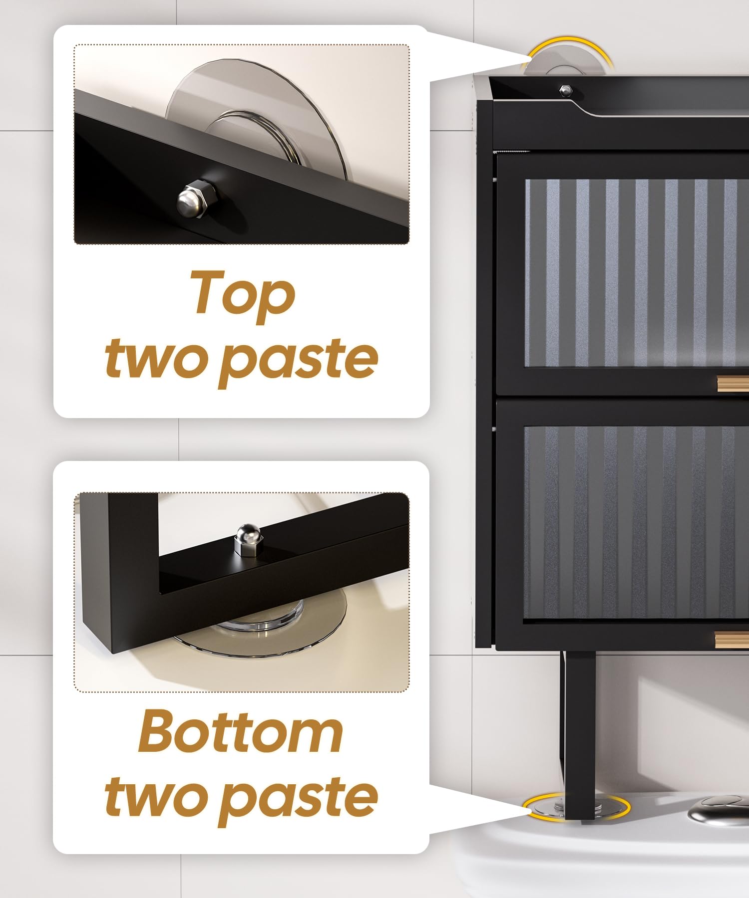 Cozivolife Over The Toilet Storage Cabinet,Bamboo Bathroom Organizer Rack with Lid and 2 Hooks,Space Saver Shelf for Bathroom,No Drilling Design Wall Mounted (Black, L)