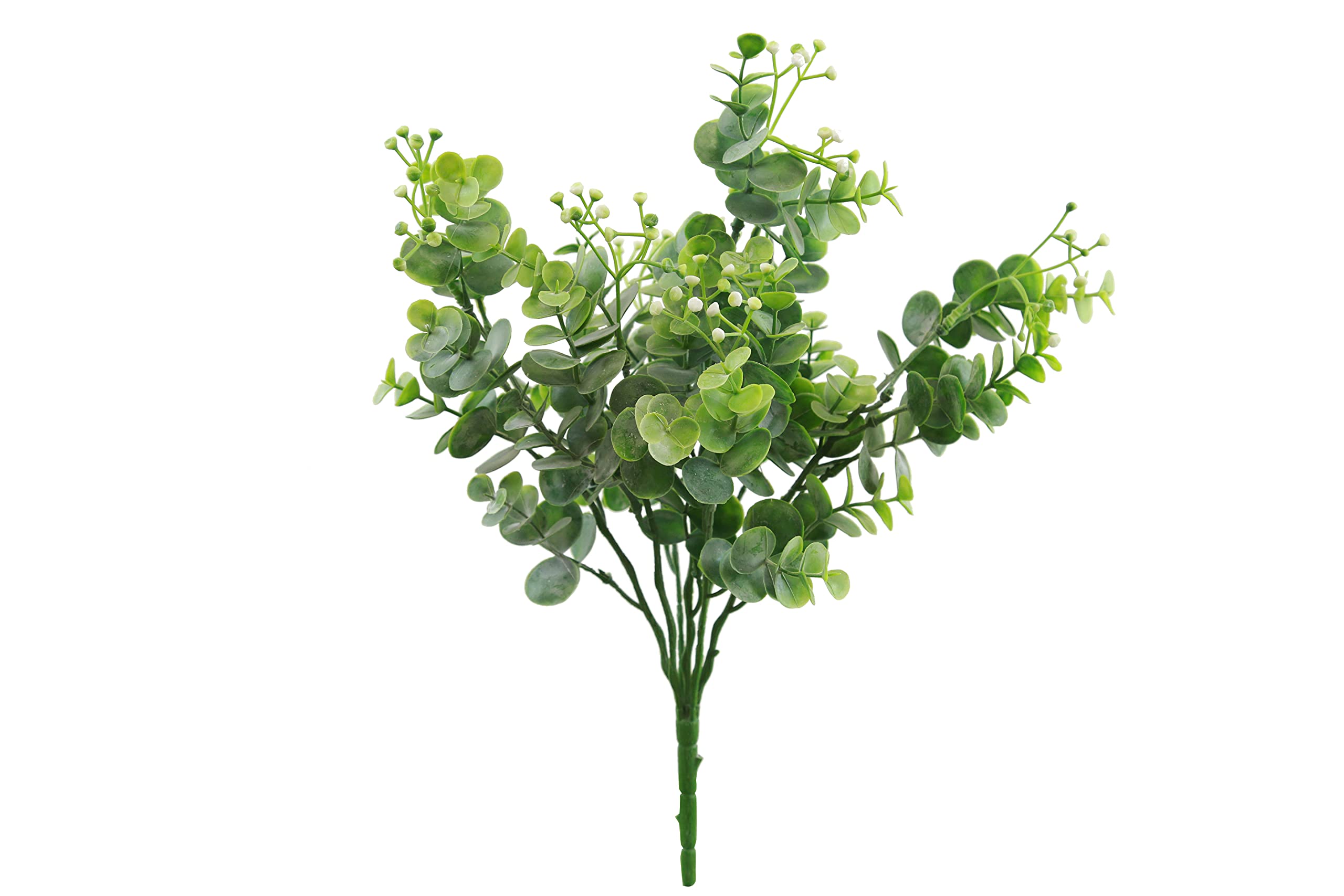 Season’s Need Decor 2 Bundles Artificial Boxwood Shrubs - Eucalyptus Greenery Stems - Fake Plants for Garden Home Porch Patio Window Box Bedroom Décor - Artificial Eucalyptus 15inches (Green)