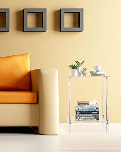 KSacry Small Acrylic Side Table for Small Spaces, 3 Tier Clear Side Table,Small Nightstand/Bedside Table/End Table for Living Room, Bedroom, Bathroom,15.75" L x 11.81" W x 20" H