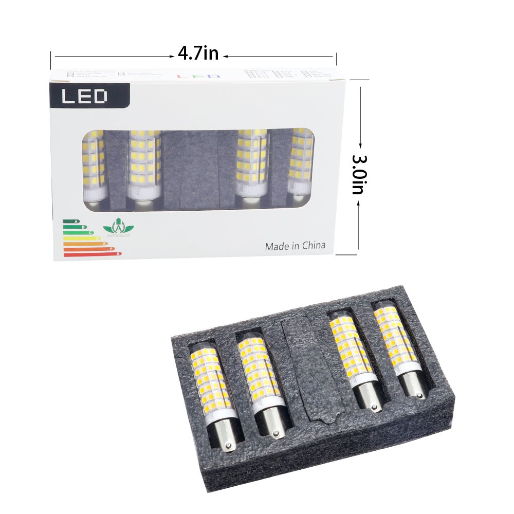 Ba15d LED Light Bulbs Double Contact Bayonet Base, 6W 120v 60W Equivalent Halogen Bulbs, Dimmable Sewing Machine Lamp 4 Pack (BA15D White 6000K)