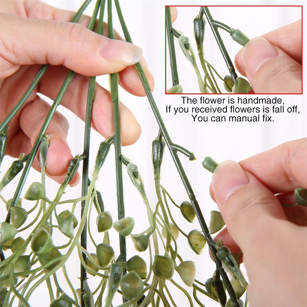 G-Tree Artificial Plants Vine Hanging, Set of 2 Artificial Ivy Flowers Fake Greenery Plants for Garden Wall Decoration, Red Rose