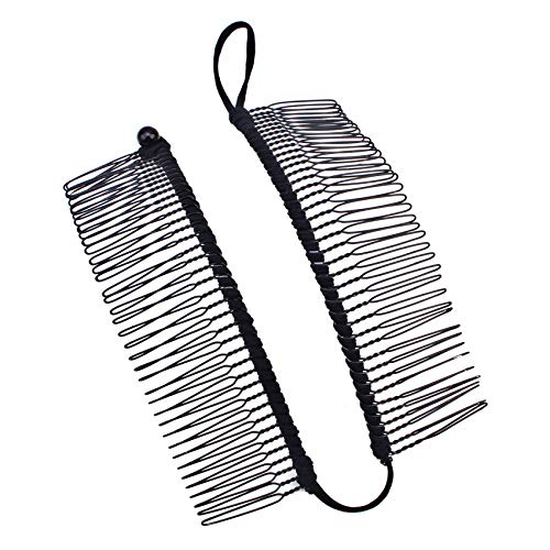 Banana Hair Clips 40 Combs Stretch & Adjust, Comfy, Damage & Crease-Free All-Day Hold for Natural Curly Thick Wavy Hair Ponytail Style(Black,large)
