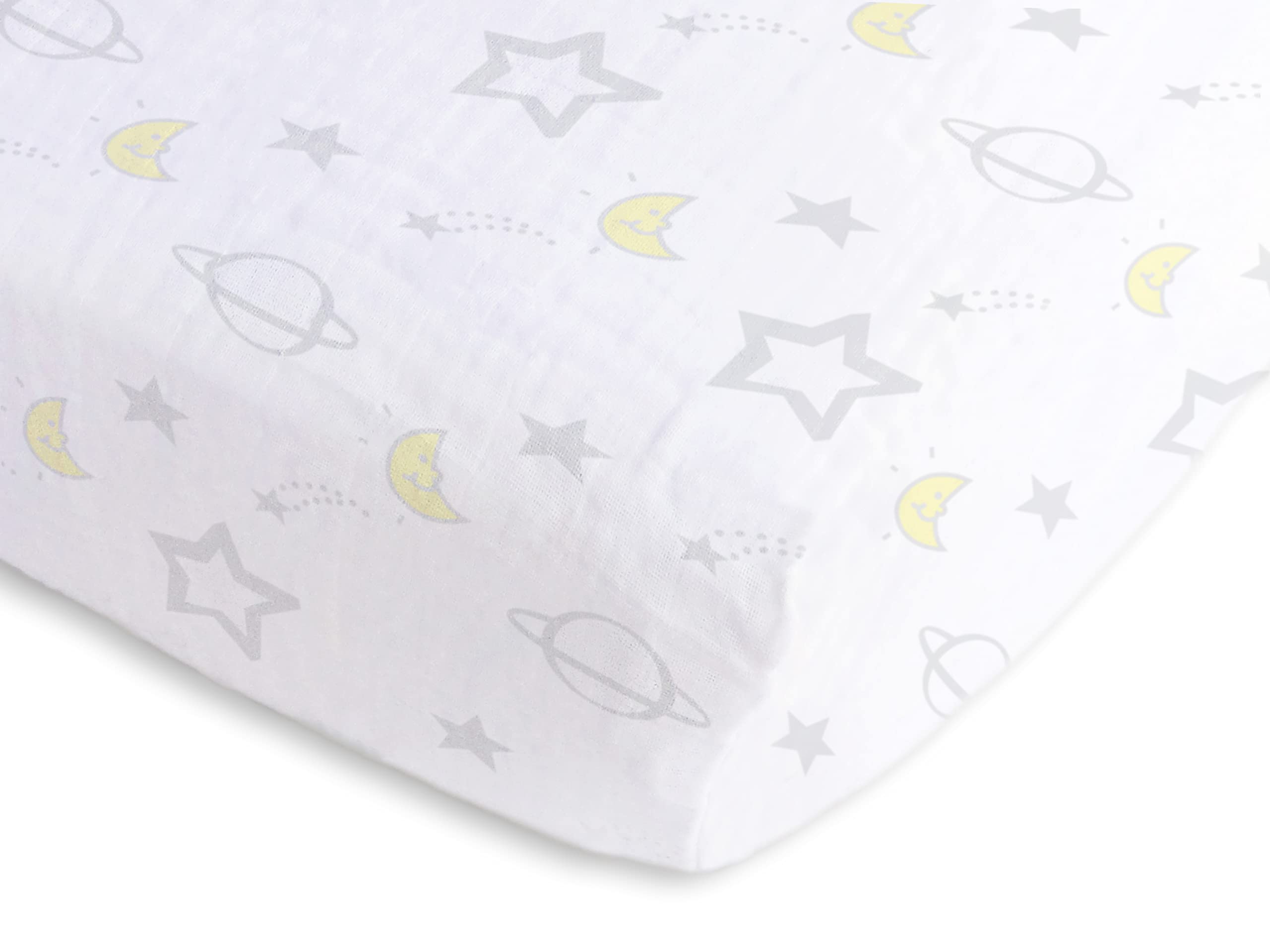 SwaddleDesigns Softest Cotton Muslin Fitted Crib Sheet/Toddler Sheet for Baby Boy & Girl, Goodnight Sterling